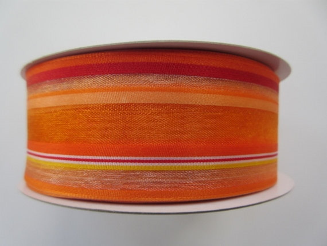 Orange Stripe Fall Ribbon Wired 1 1/2 Inch Wide Semi - Etsy