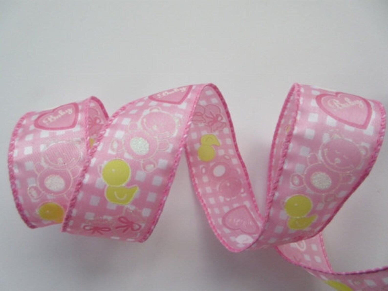 Pink Baby Ribbon Wired 1 1/2 Inch Wide Duck Heart Bear - Etsy