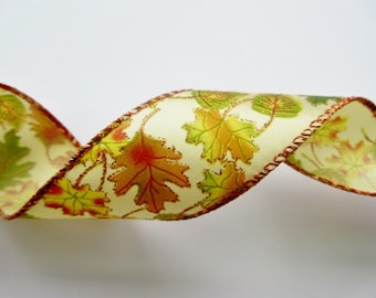 Fall Wired Ribbon 1 1/2 Inch Wide Metallic Ribbon Brown - Etsy