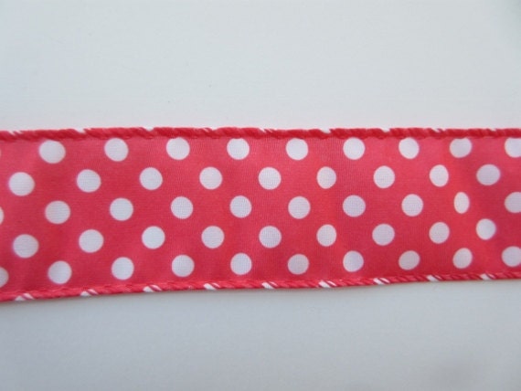 Coral Dot Ribbon 20% Discount Pink Dotted Ribbon Wired 1 | Etsy