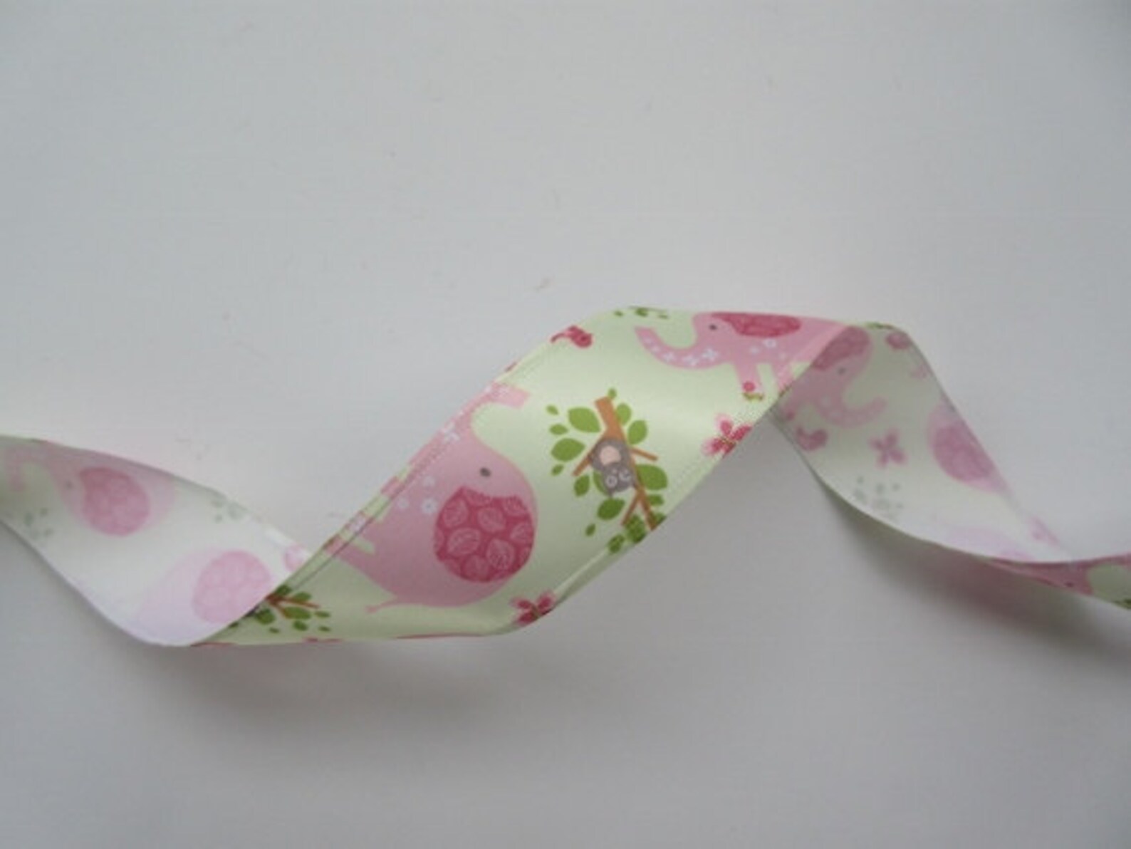 Elephant Ribbon Wired 1 1/2 Inch Wide Pink Yellow Owl - Etsy