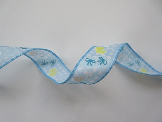 Blue Baby Ribbon Wired 1 1/2 Inch Wide Duck Heart Bear - Etsy