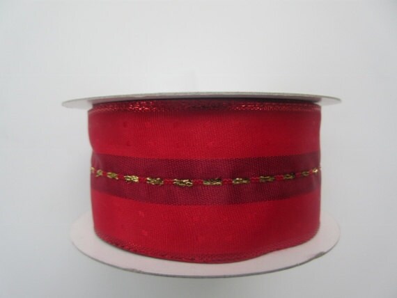 Red Ribbon Metallic Ribbon Holiday Wired Ribbon 1 1/2 - Etsy