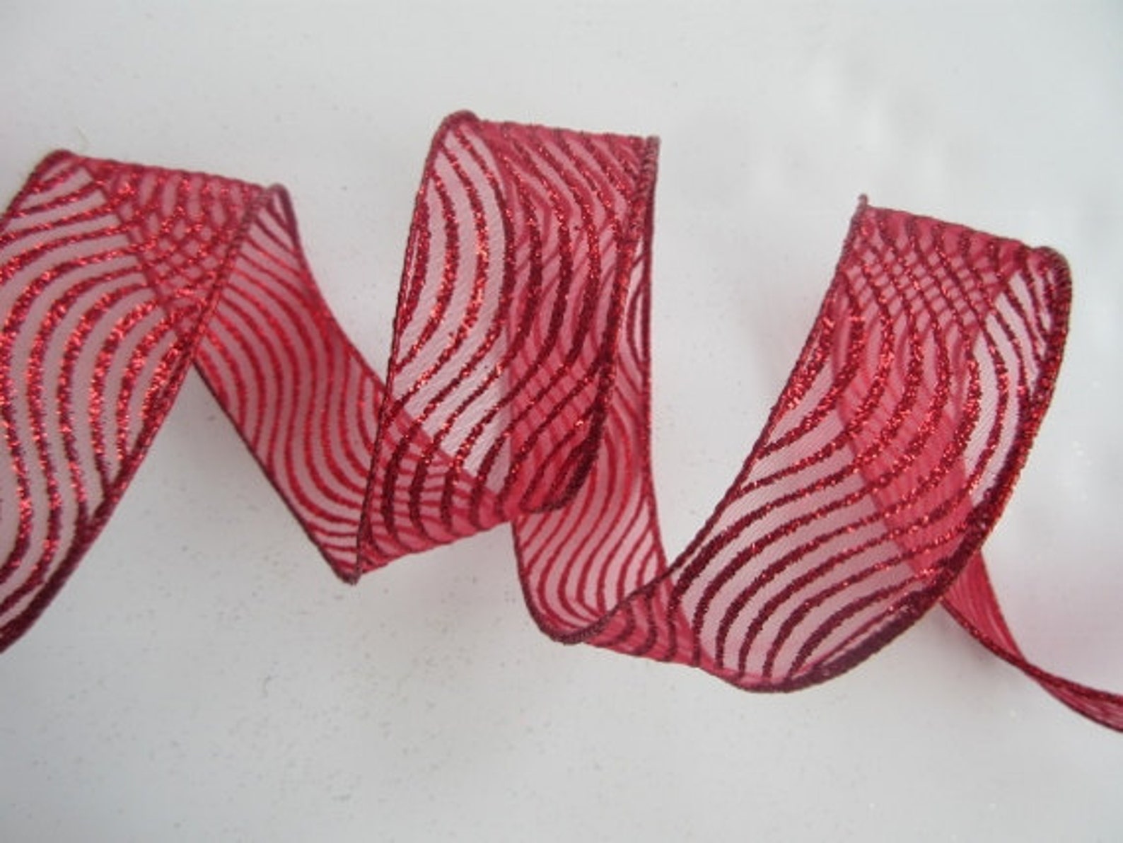 Red Glitter Ribbon by the Yard Wired 1 1/2 Inch Wide - Etsy