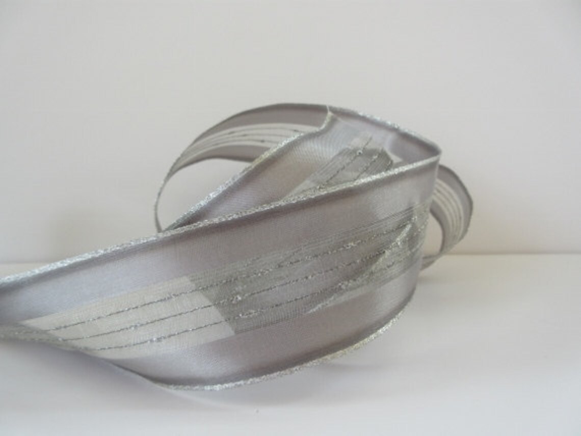 Silver Grey Ribbon Wired 2 Inch Wide Semi Sheer Ribbon - Etsy