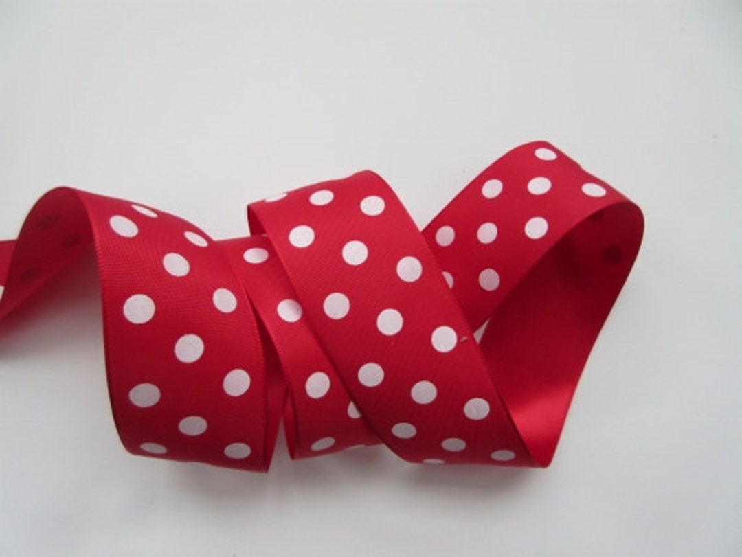 Red Polka Dot Ribbon Taffeta 1 1/2" Inch Wide Wreath Ribbon Gift Basket ...