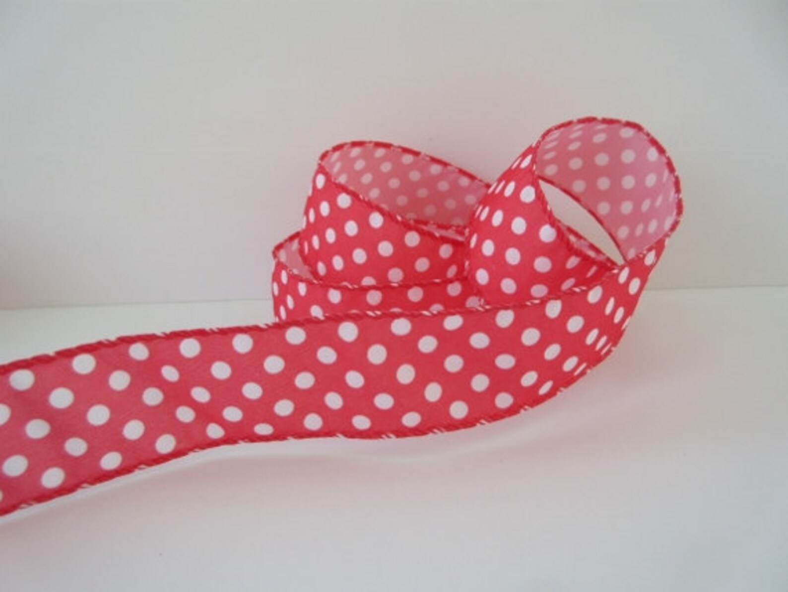 Coral Dot Ribbon 20% Discount Pink Dotted Ribbon Wired 1 | Etsy