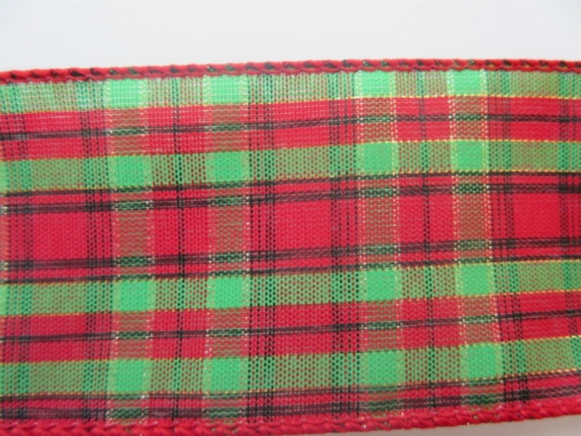 Red and Green Christmas Wired Ribbon 2 1/2 Inch Wide - Etsy