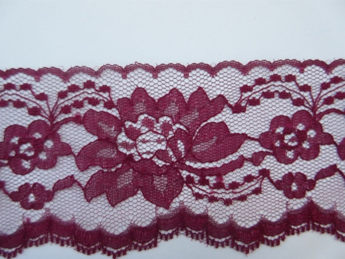 Burgundy Lace Trim Ribbon 3 Inch Wide Red Floral Lace - Etsy