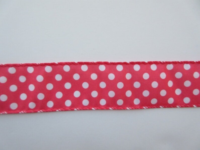 Coral Dot Ribbon 20% Discount Pink Dotted Ribbon Wired 1 | Etsy