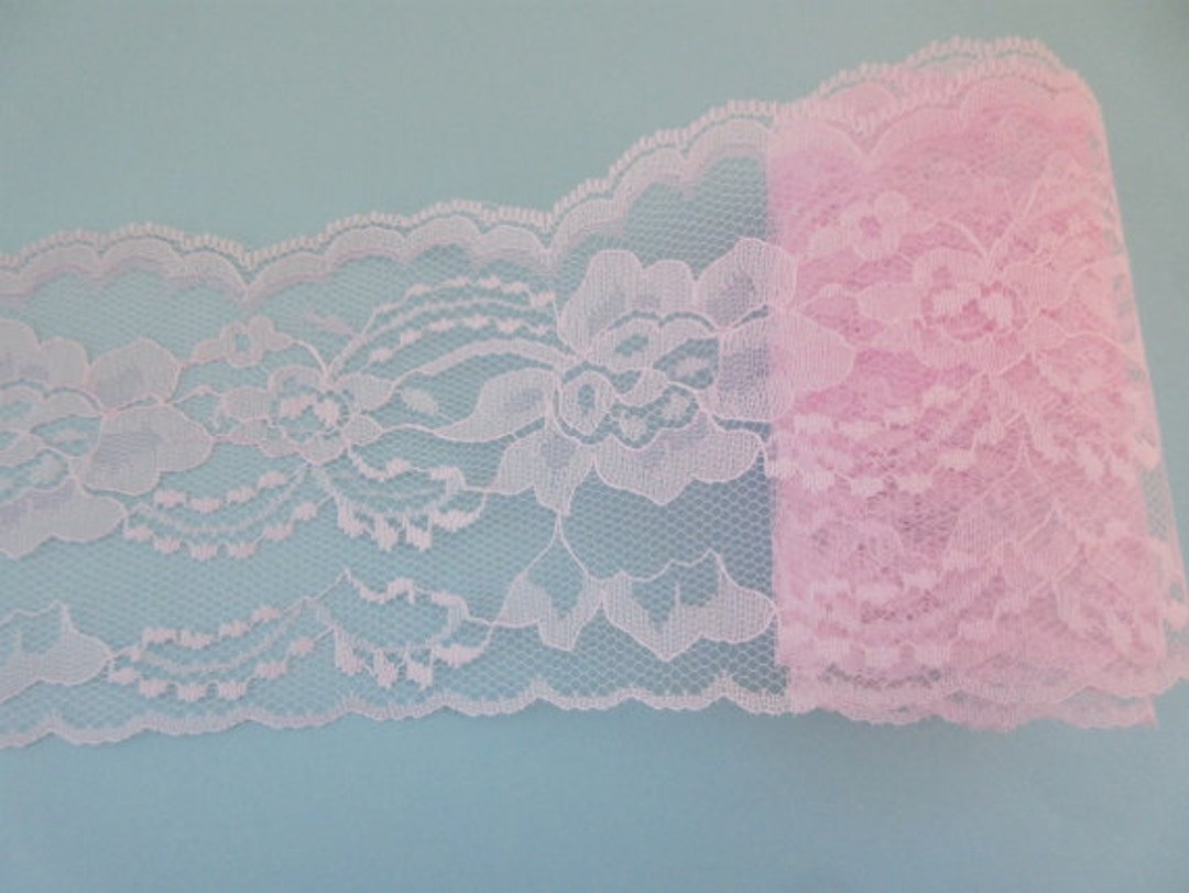 Pink Lace Trim Ribbon 4" Inch Wide Baby Shower Nursery Decor Wedding ...