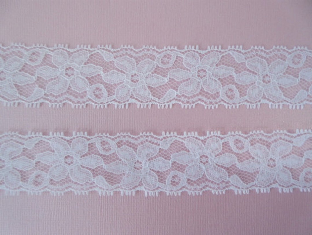 White Lace Trim Ribbon 1 3/8" Inch Wide Floral Lace Flower Sewing Trim ...