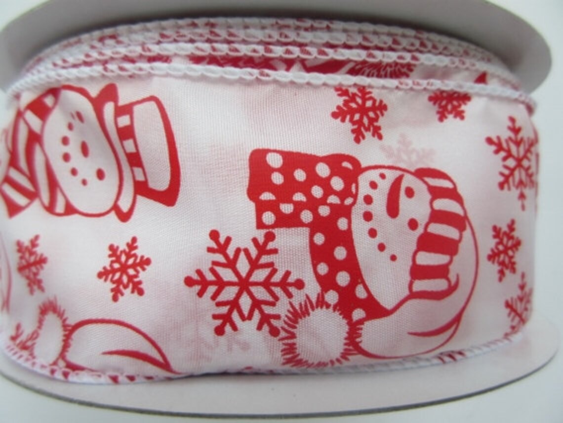 Snowman Ribbon 2 1/2 Inch Wide Christmas Wired Ribbon - Etsy