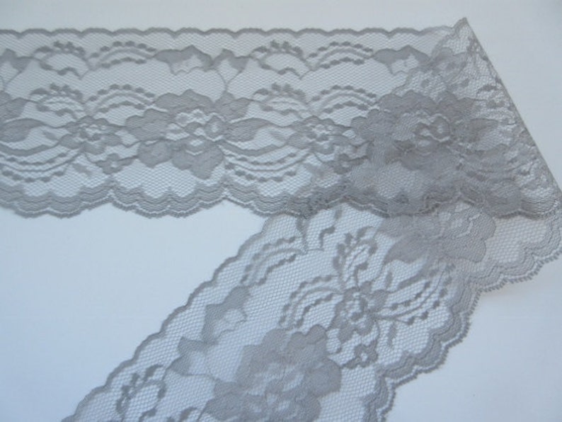 Gray Lace Trim Ribbon 4 Inch Wide Floral Lace Flower - Etsy