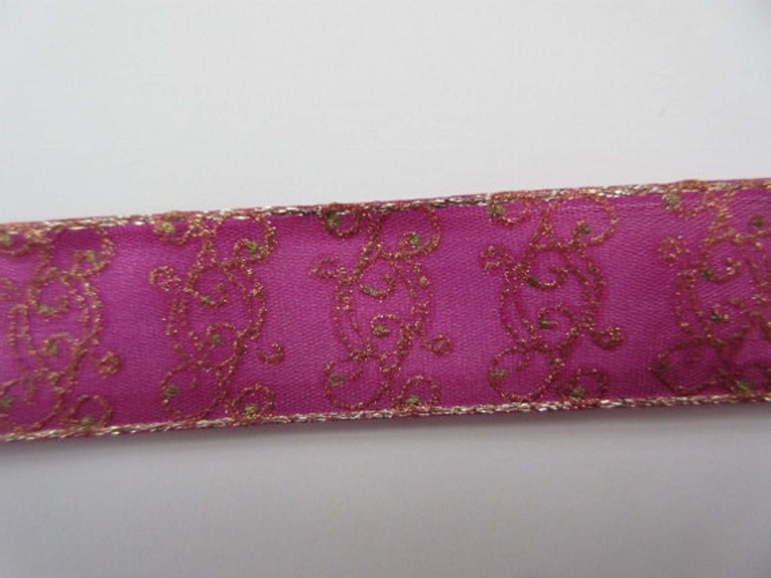 Purple and Gold Ribbon Glitter Metallic Ribbon Wired 1 | Etsy