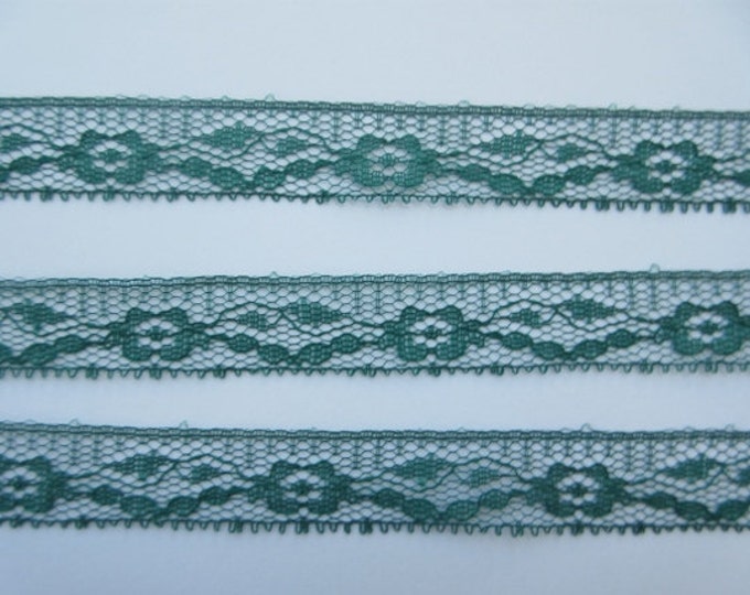 5 Yards 5/8 Dark Green Lace Trim, Lace Trim, Lace Trim Ribbon ...