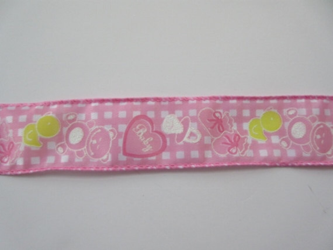 Pink Baby Ribbon Wired 1 1/2 Inch Wide Duck Heart Bear - Etsy