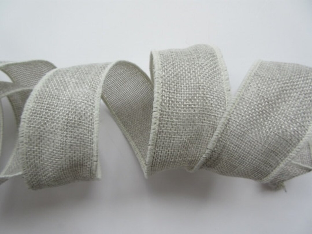 Grey Burlap Ribbon Wired 1 1/2" Inch Wide Poly Burlap Faux DIY Wedding ...
