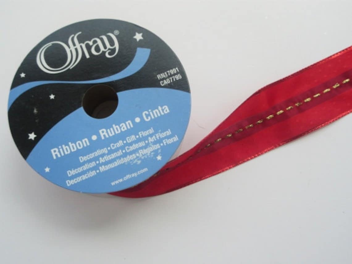 Red Ribbon Metallic Ribbon Holiday Wired Ribbon 1 1/2 - Etsy