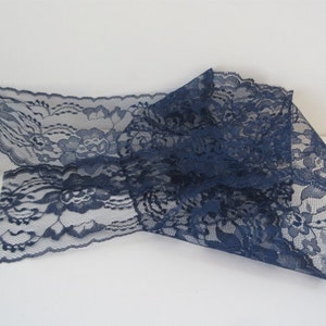 Navy Lace Trim Ribbon 4" Inch Wide Blue Floral Lace Flower Design ...