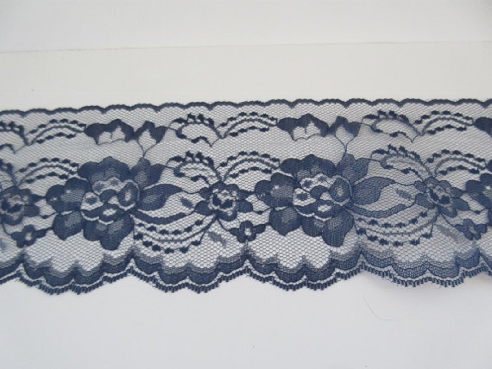 Navy Lace Trim Ribbon 4 Inch Wide Blue Floral Lace - Etsy