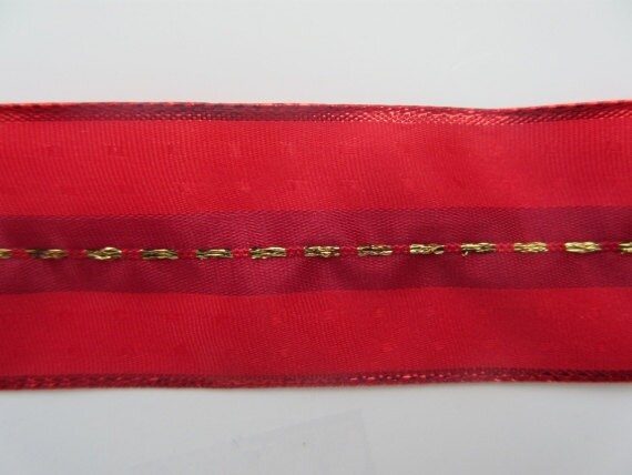 Red Ribbon Metallic Ribbon Holiday Wired Ribbon 1 1/2 - Etsy