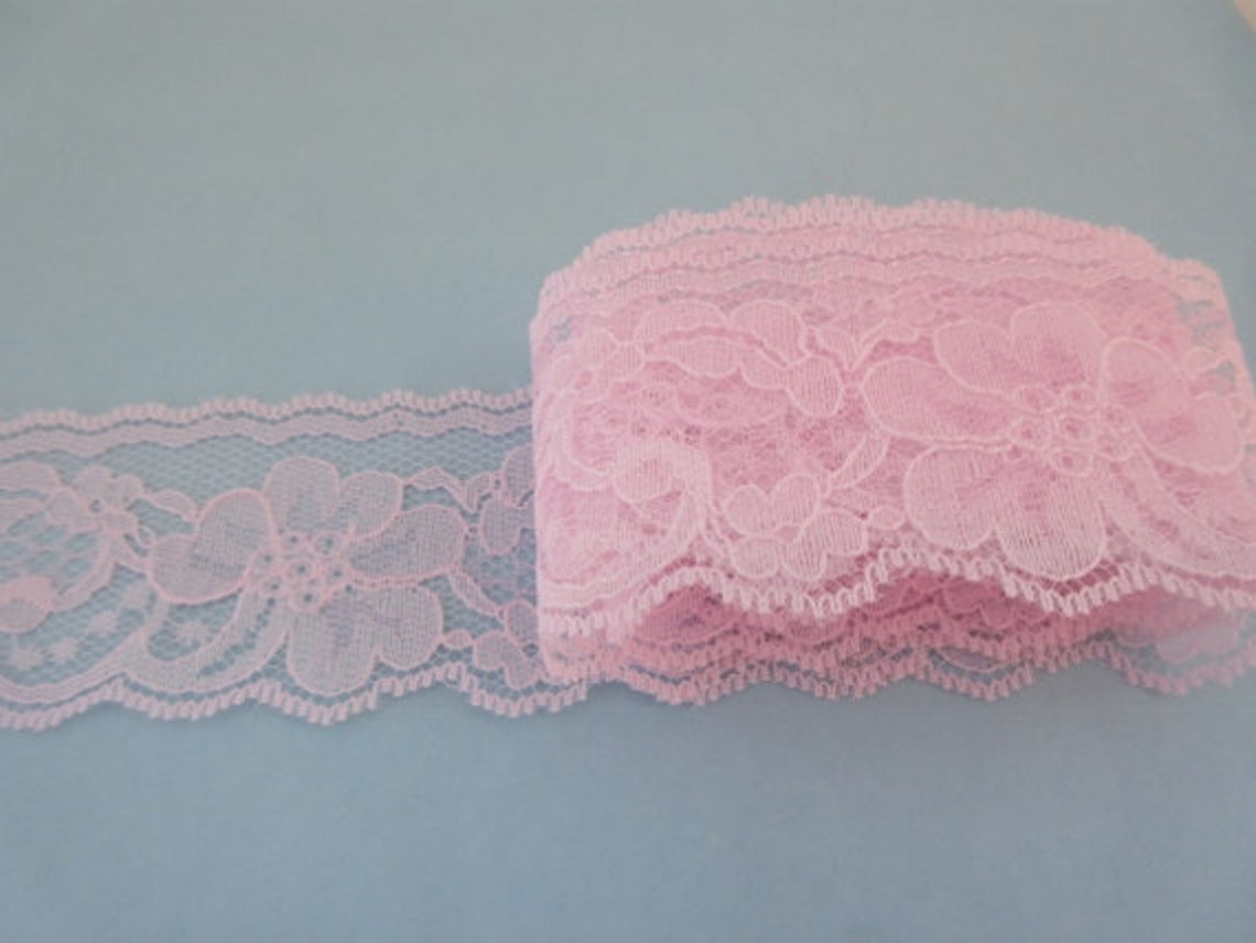 Pink Lace Trim Ribbon 2 Inch Wide Floral Lace Sewing - Etsy