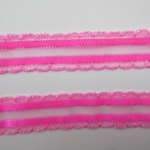 Hot Pink Ribbon Semi Sheer Pink Ribbon 5/8" Inch Narrow Valentines Day ...