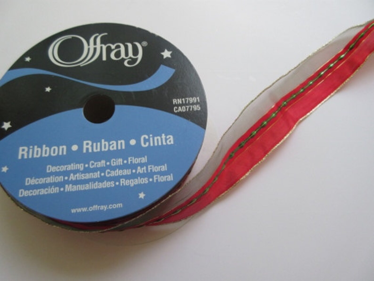 Red Semi Sheer Ribbon Gold Glitter Edges Holiday Wired Ribbon - Etsy