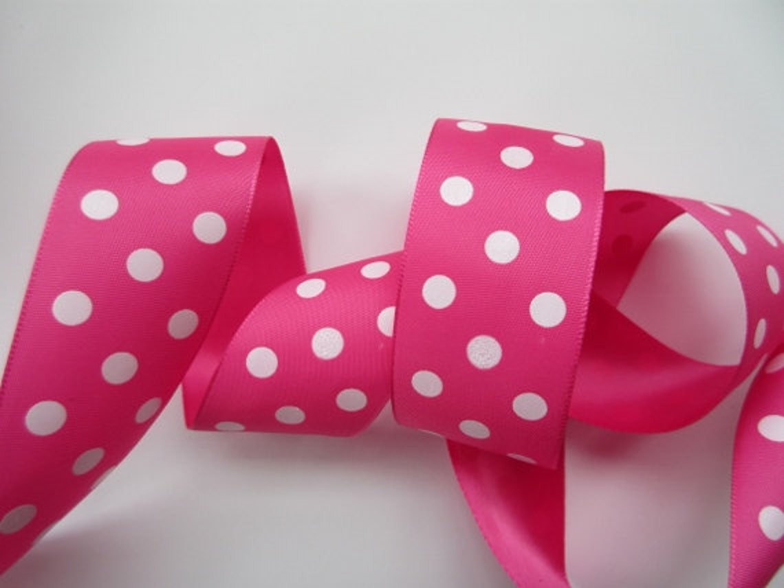 Hot Pink Polka Dot Ribbon Taffeta 1 1/2 Inch Wide Wreath - Etsy