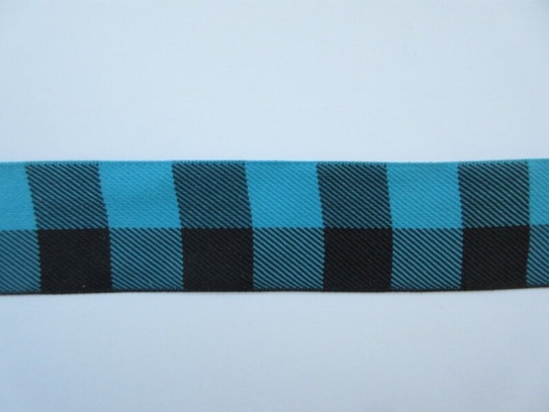 Blue Plaid Ribbon Woven Blue and Black Plaid Ribbon Wired 1 | Etsy
