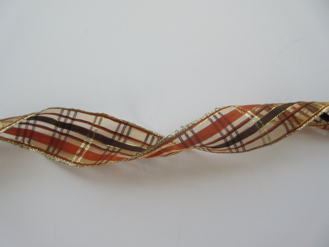 Fall Wired Ribbon 1 1/2 Inch Wide Metallic Ribbon Brown - Etsy