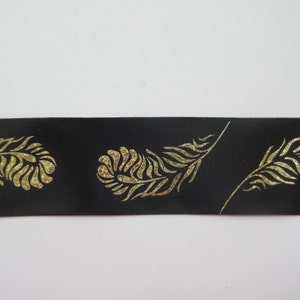 Gold Feather Ribbon 1 1/2" Inch Wide Holiday Ribbon Scrapbook Metallic ...