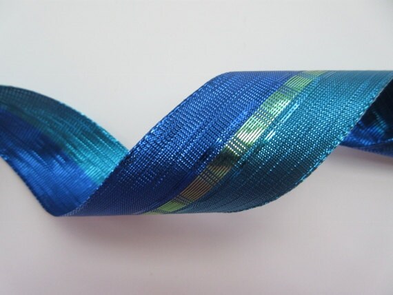 Blue Metallic Ribbon 20% DISCOUNT Wired 1 1/2 Inch Wide - Etsy