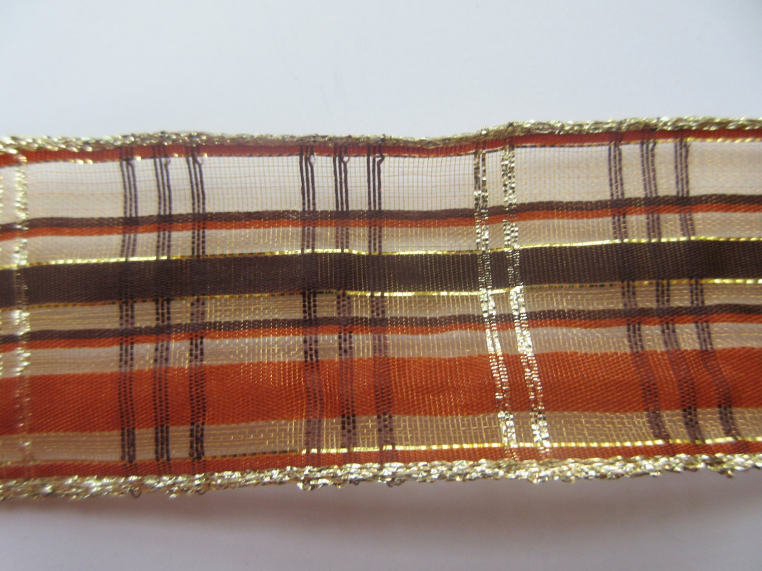 Fall Wired Ribbon 1 1/2 Inch Wide Metallic Ribbon Brown - Etsy