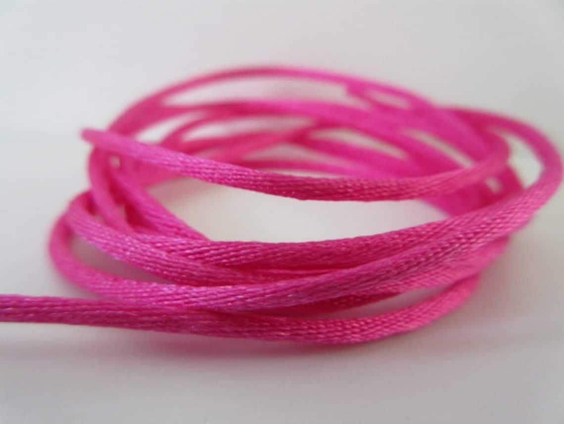 Hot Pink Rat Tail Cord 2mm Pink Rattail Hot Pink Satin Cord | Etsy