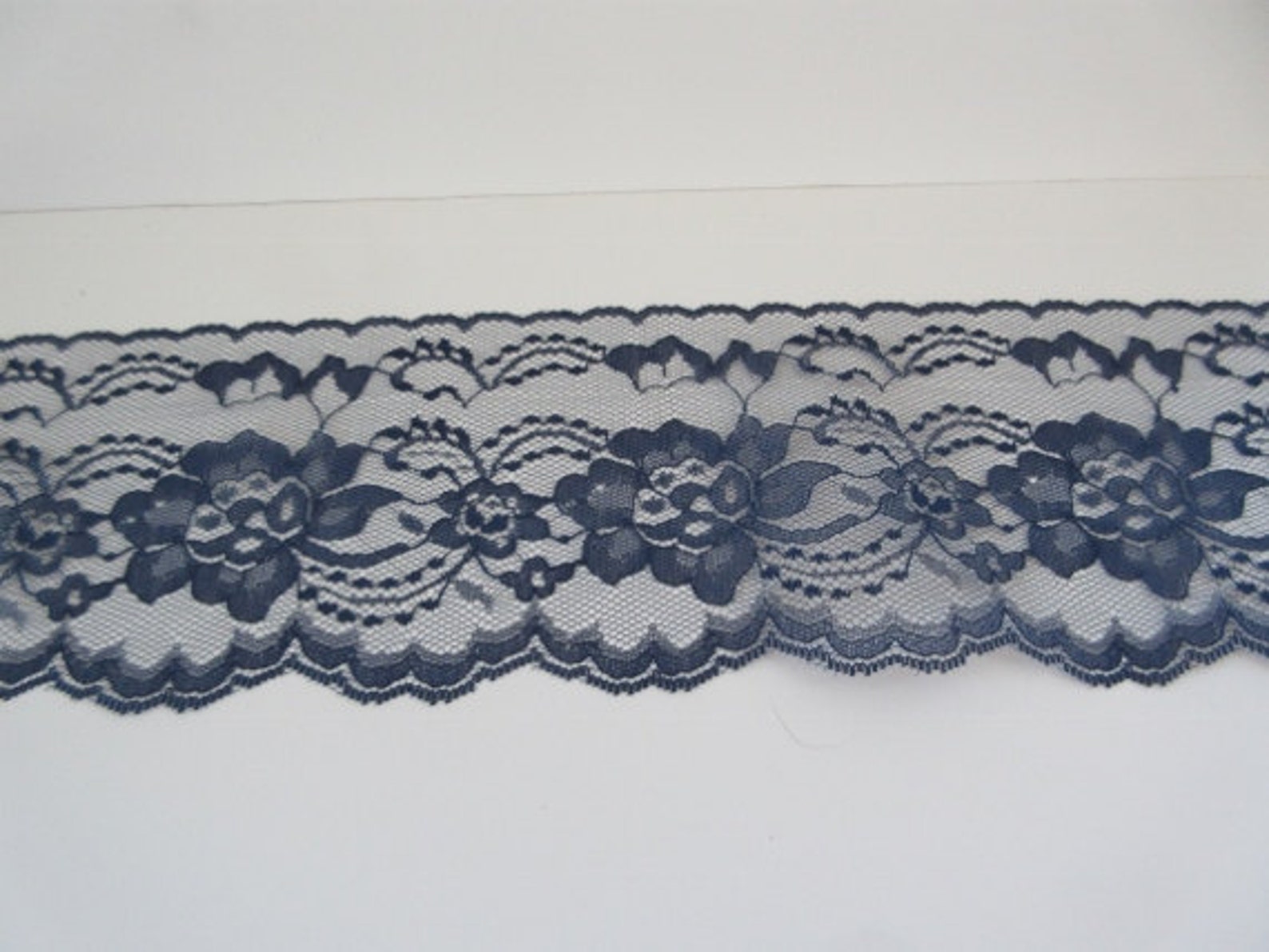 Navy Lace Trim Ribbon 4 Inch Wide Blue Floral Lace - Etsy