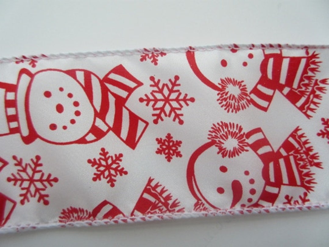 Snowman Ribbon 2 1/2" Inch Wide Christmas Wired Ribbon Holiday Snowmen ...