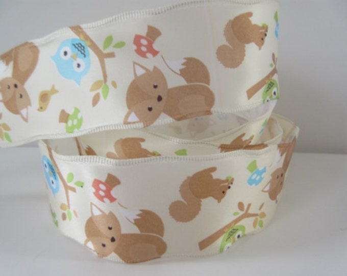 Fox Ribbon Wired 1 1/2 Inch Wide Forest Animal Squirrel Owl Baby Shower ...