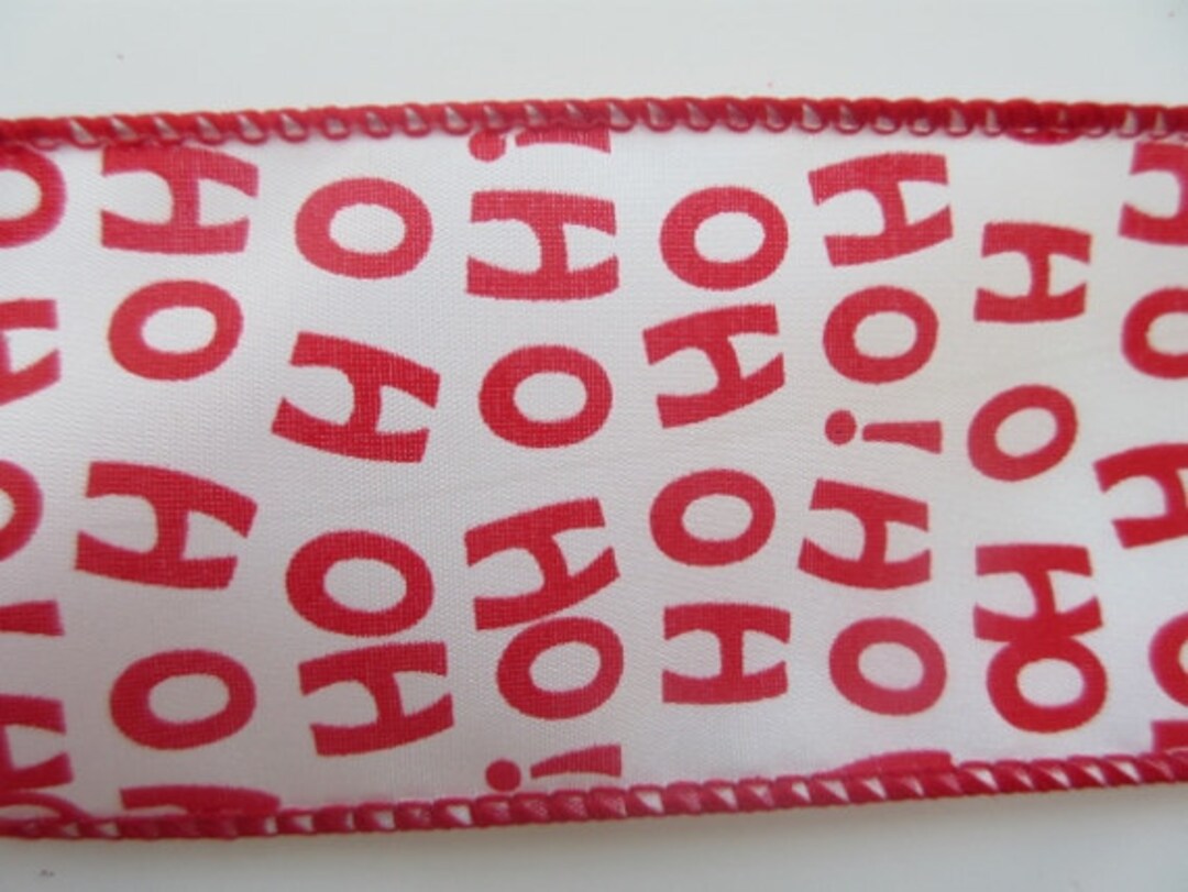 Red and White Christmas Wired Ribbon 2 1/2" Inch Wide HOHOHO Holiday ...