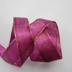 Purple and Gold Ribbon Glitter Metallic Ribbon Wired 1 Inch Wide Plum ...