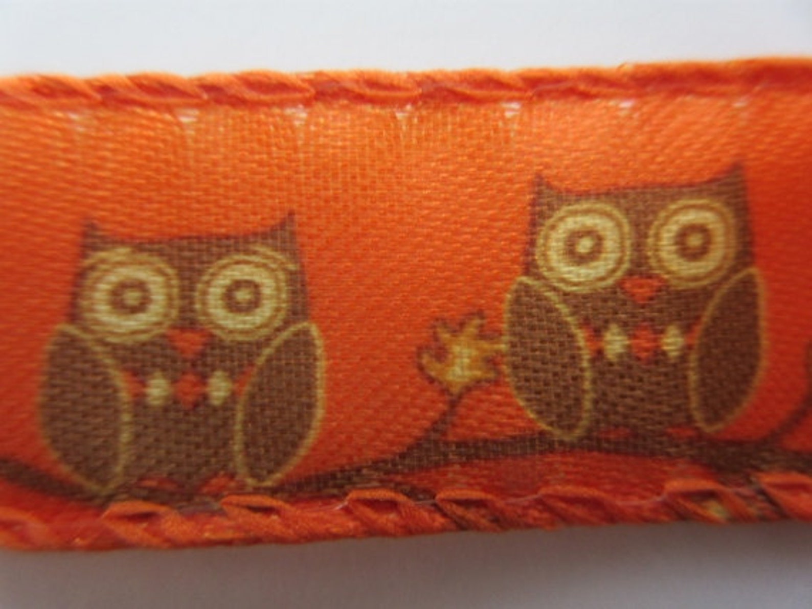 Owl Ribbon Wired 7/8 Inch Wide Orange Ribbon Brown Fall - Etsy