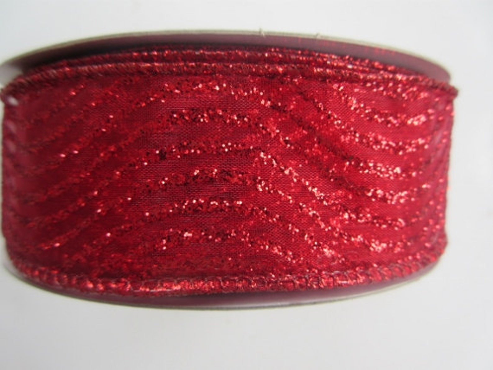 Red Glitter Ribbon by the Yard Wired 1 1/2 Inch Wide - Etsy