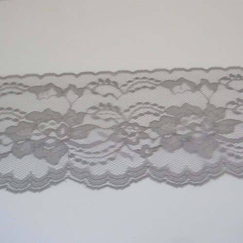 Gray Lace Trim Ribbon 4 Inch Wide Floral Lace Flower | Etsy