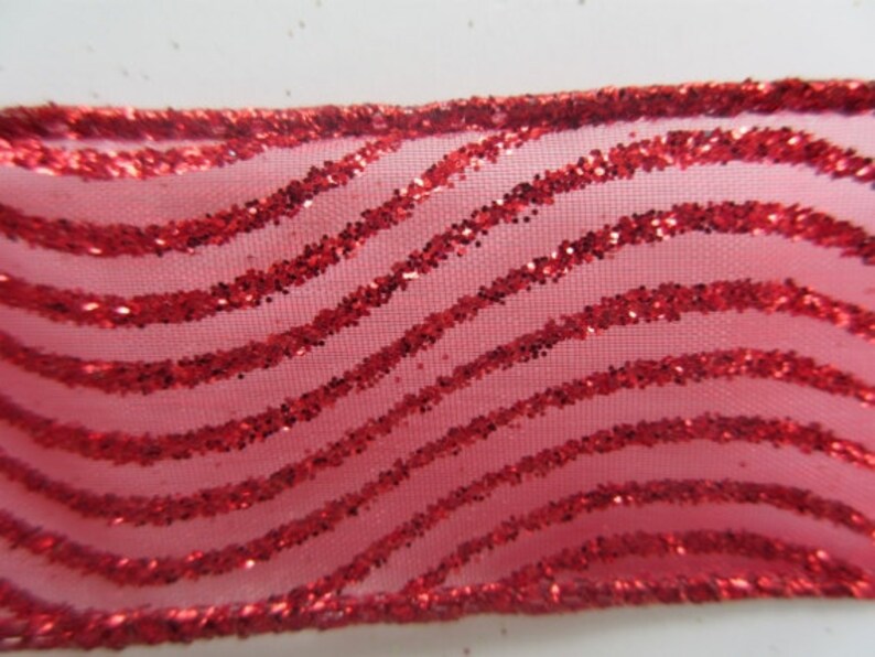 Red Glitter Ribbon by the Yard Wired 1 1/2 Inch Wide | Etsy