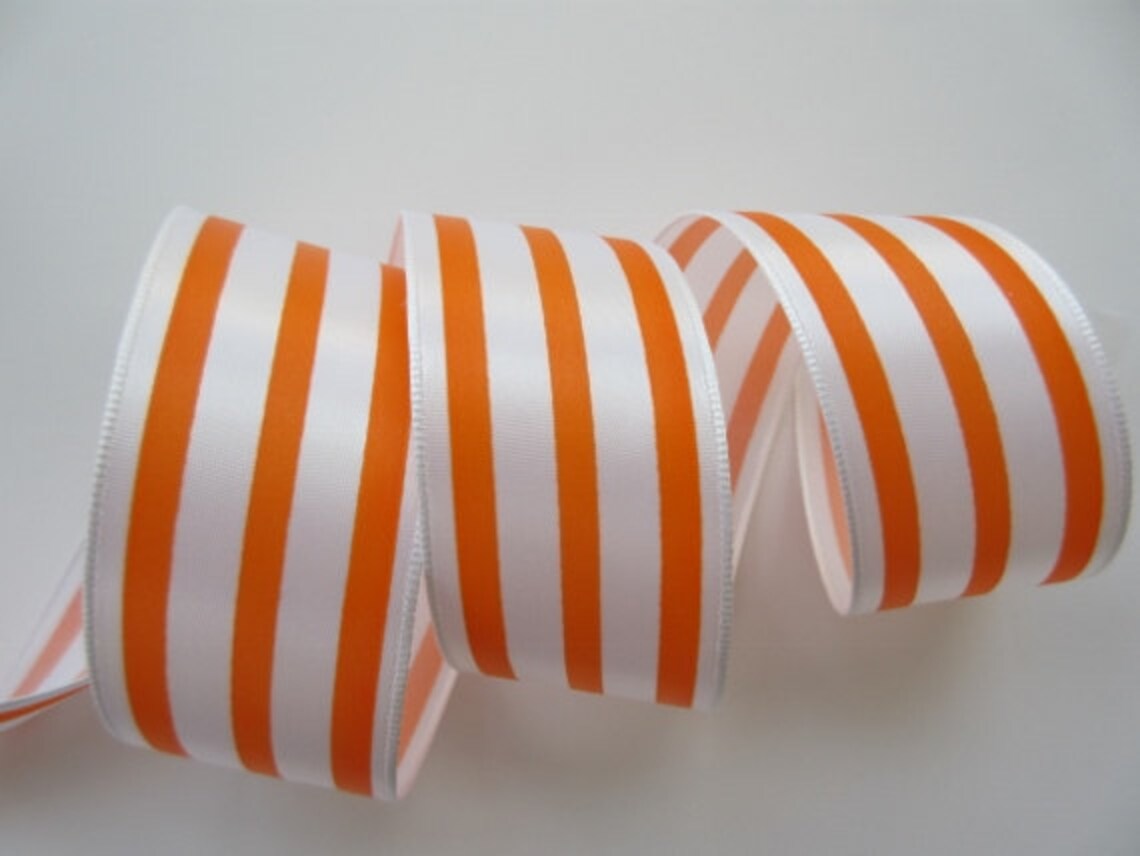 Orange and White Ribbon 1 1/2 Inch Wide Fall Ribbon - Etsy