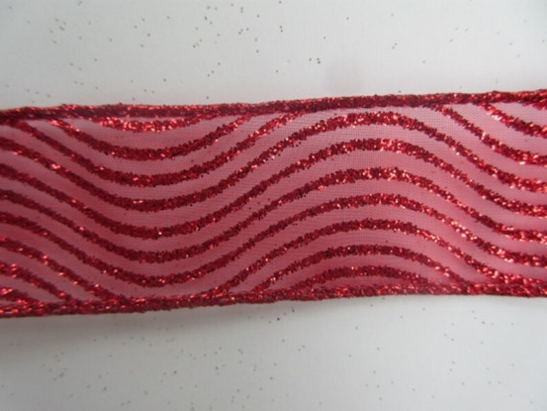 Red Glitter Ribbon by the Yard Wired 1 1/2 Inch Wide | Etsy