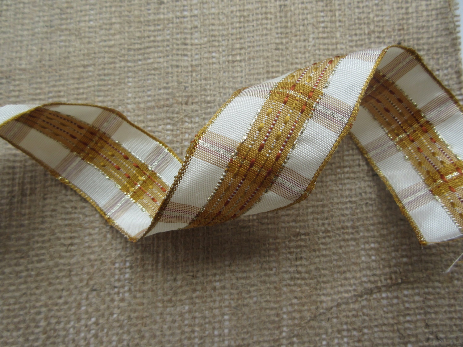 Striped Brown Tan Beige Ribbon Fall Wired Ribbon 1 1/2 - Etsy