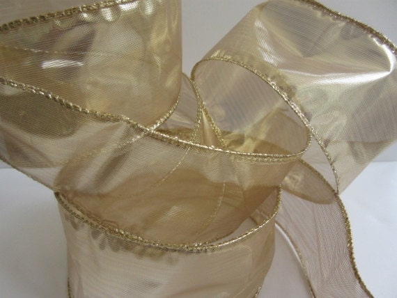 Gold Metallic Ribbon Holiday Wired Ribbon 2 1/2 Inch | Etsy