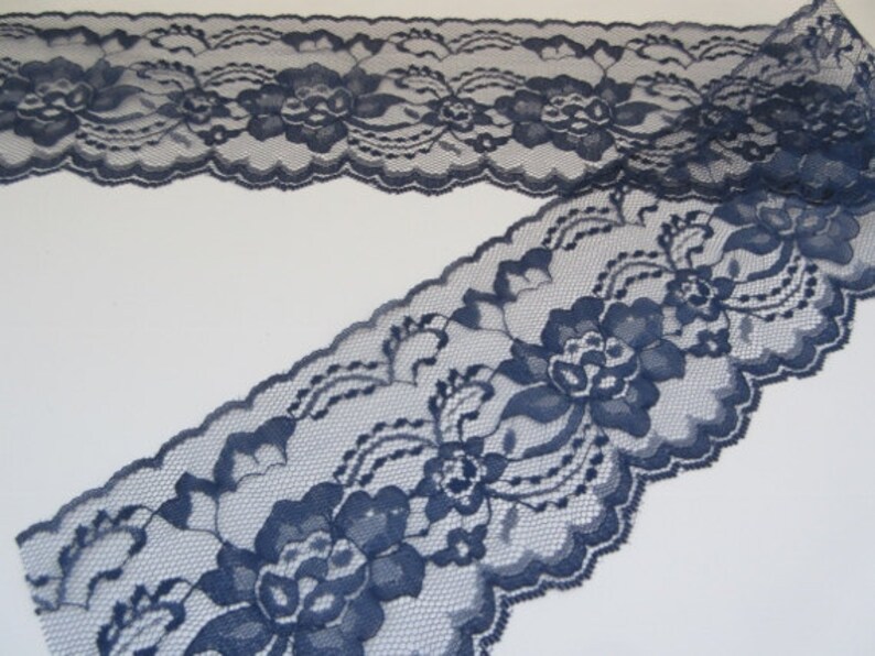 Navy Lace Trim Ribbon 4 Inch Wide Blue Floral Lace - Etsy